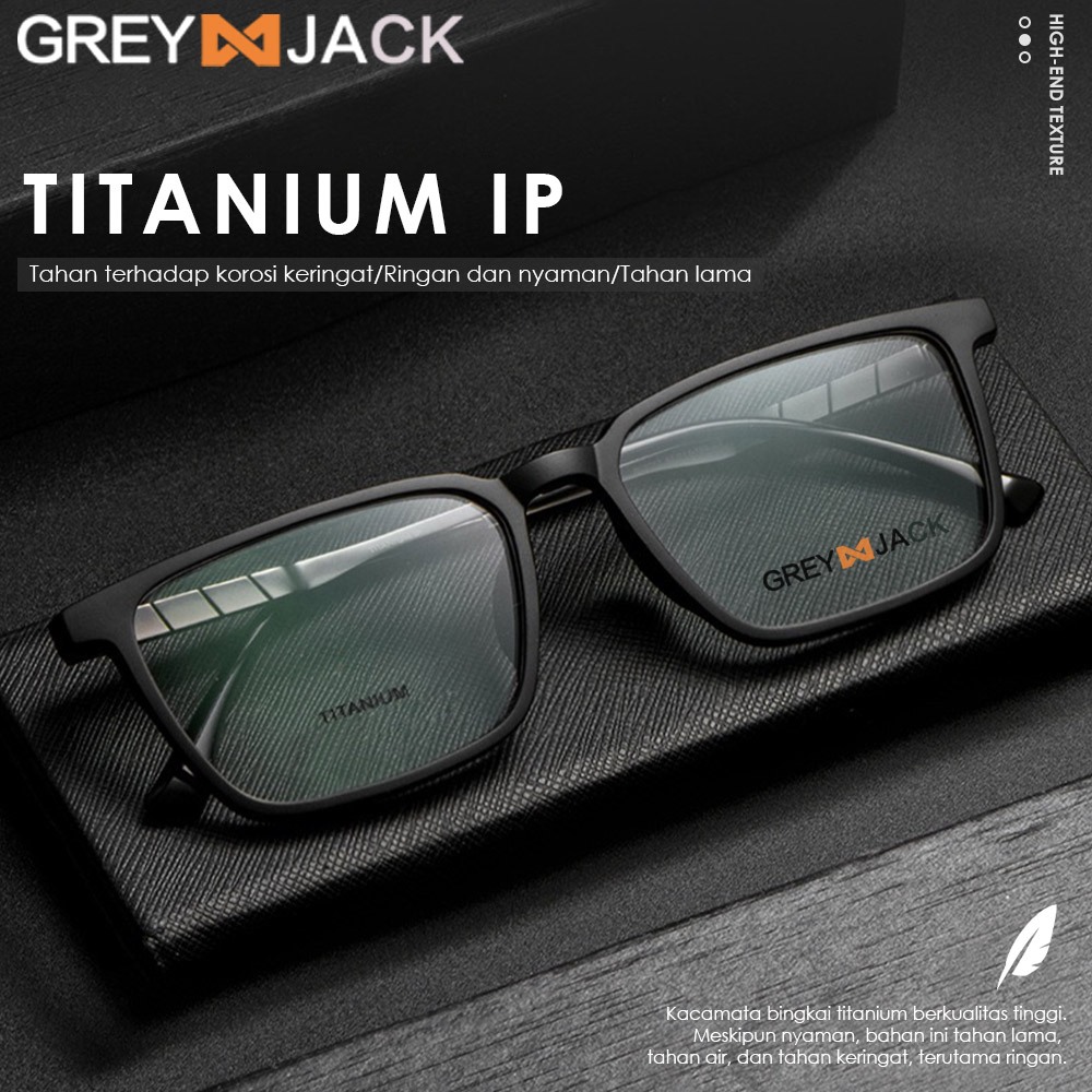 Jual Grey Jack Frame Kacamata Style Kotak Titanium Ringan TR Bisa Minus Antiradiasi Blueray ...