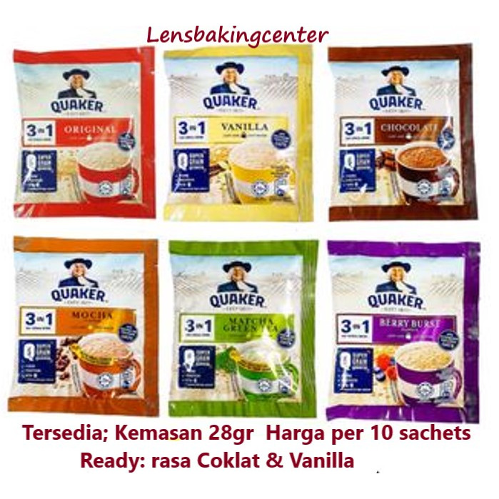 Jual Quaker Instant Quick Cook Oatmeal / Oats Chocolate/Coklat Vanilla ...