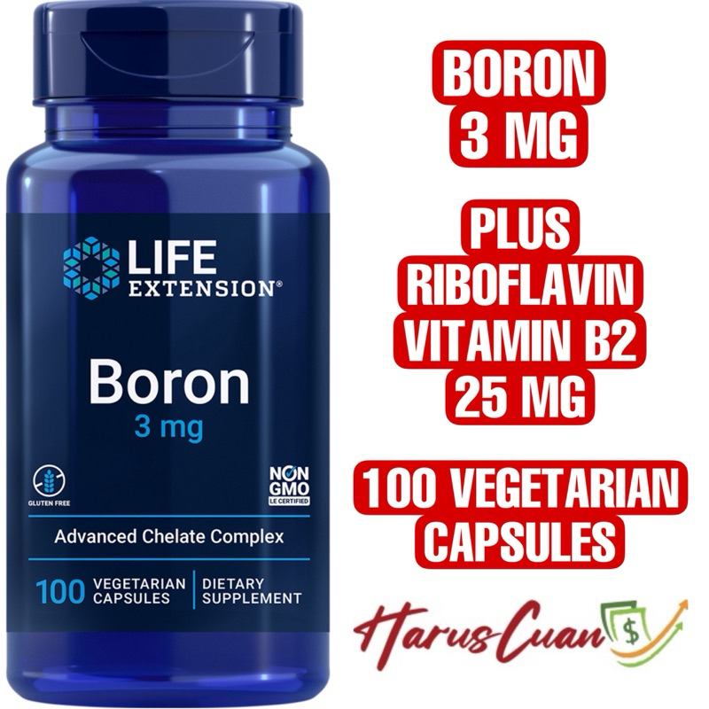 Jual Life Extension Boron 3 mg Plus Vitamin B2 Riboflavin 25 mg 100 ...