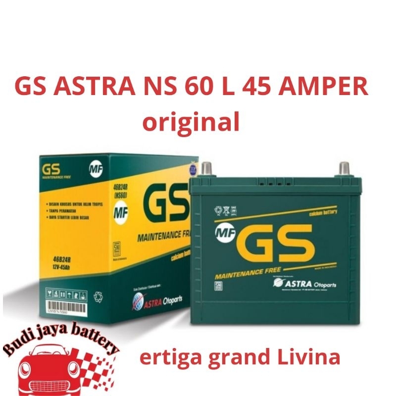 Jual aki mobil gs Astra NS 60L 45 Amper Ertiga Livina origina aki kering | Shopee Indonesia