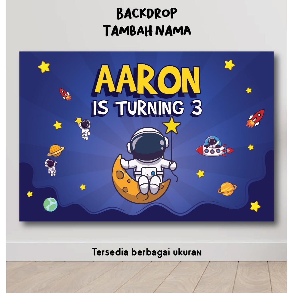 Jual BACKDROP ASTRONOT ULANG TAHUN CUSTOM NAMA BACKGROUND LUAR ANGKASA ...