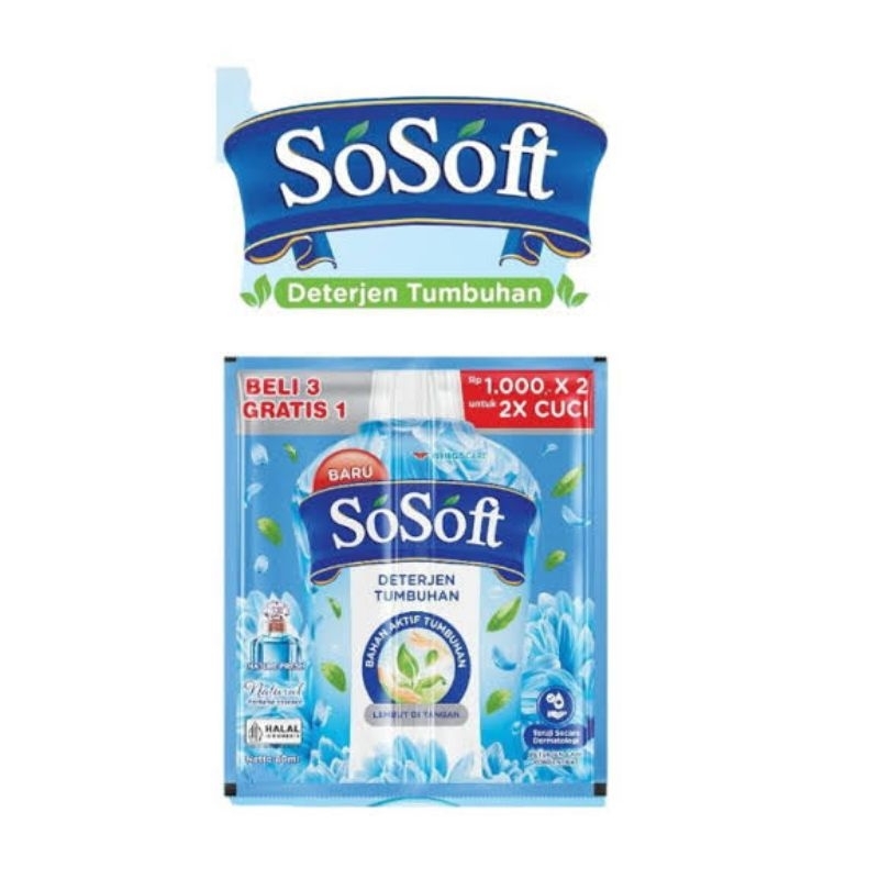 Jual SO SOFT LIQUID DETERGENT RENCENG ISI 14 SACHET | Shopee Indonesia