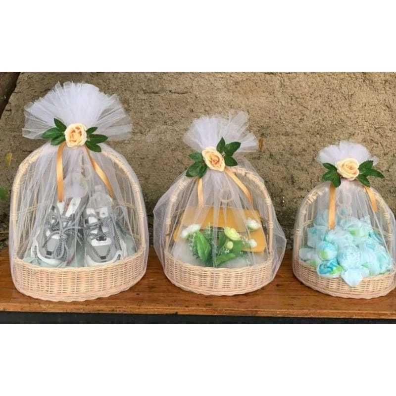 Jual PAKET PARCEL+KAIN TILE+PITA !!!Keranjang Parcel Rotan Anyaman ...