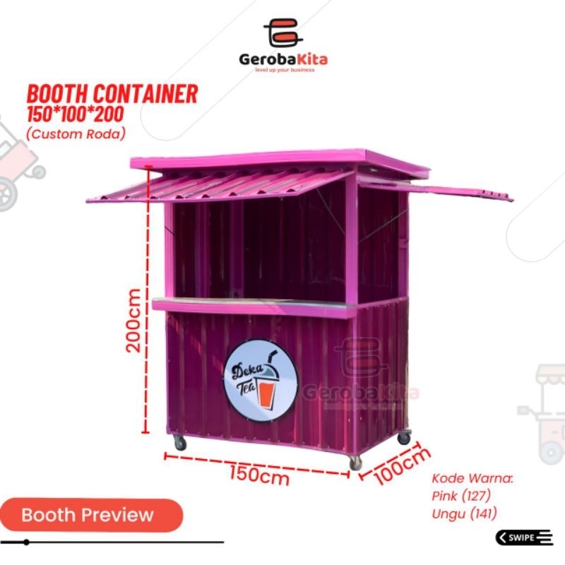 Jual booth kontainer ukuran 150x100x200 custom lantai roda | Shopee ...