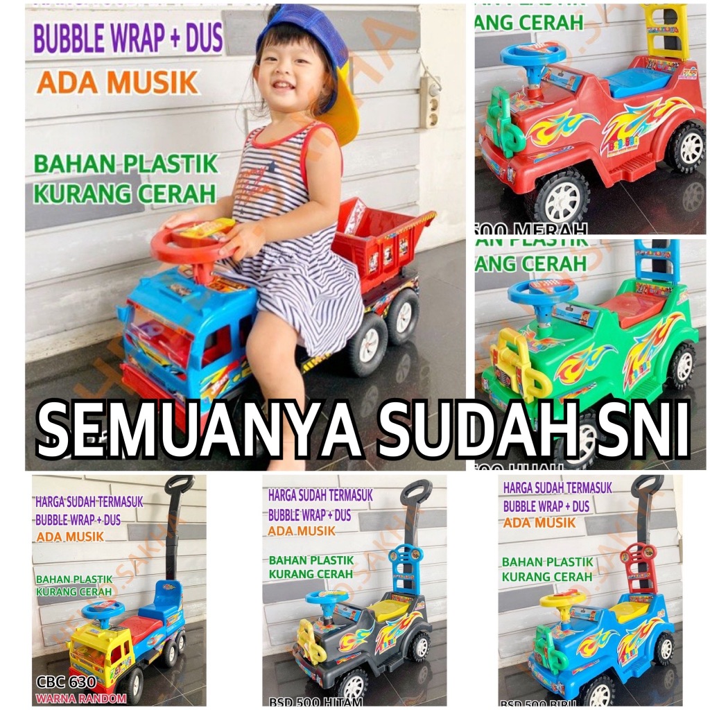 Jual MAINAN JS 221 & BSD 500 HITAM & WARNA TRUK DORONG DORONGAN MOBIL MOBILAN BISA DINAIKI ANAK ...