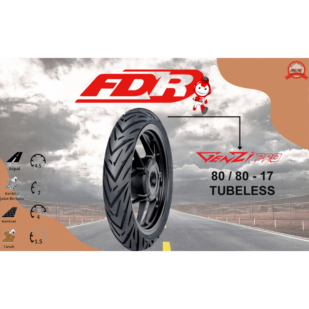 Jual Ban FDR 80/80-17 Genzi Pro Tubeless / Ban Motor FDR / Ban FDR ...