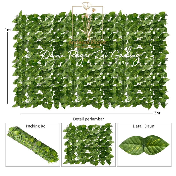 Jual Daun Rambat Dinding Pagar Motif Sri Gading 1 Roll 1x3 meter daun ...