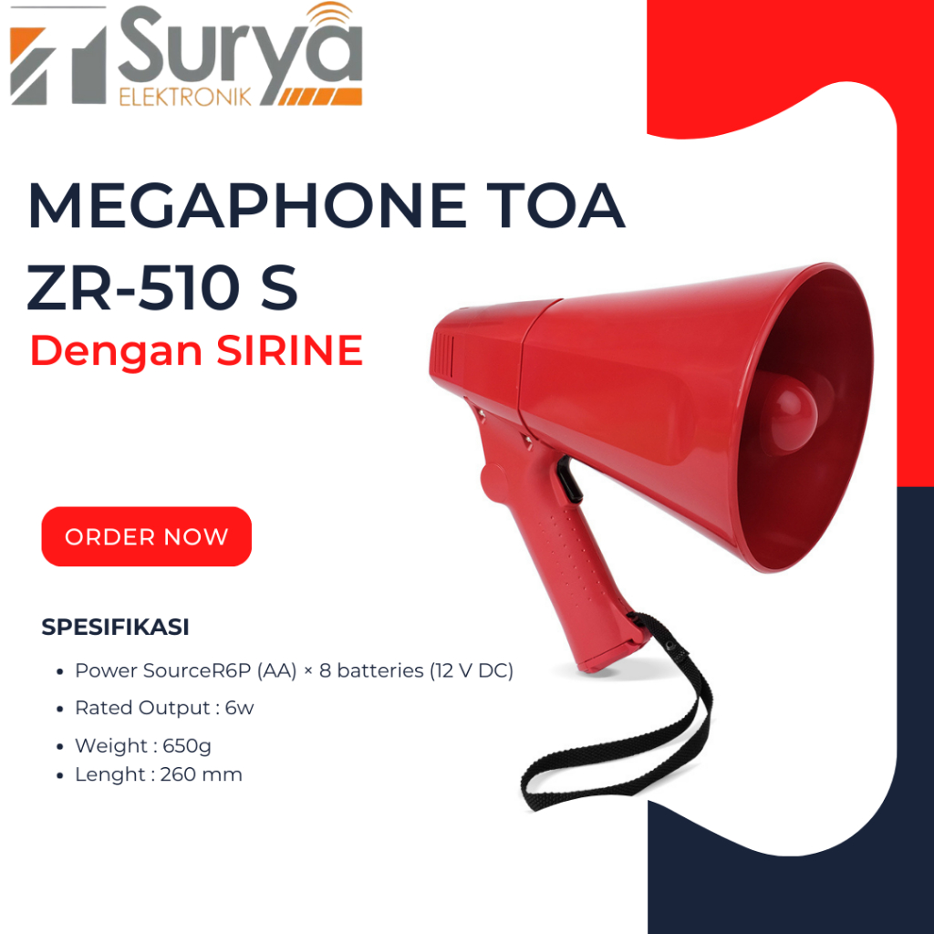 Jual R-510S (10W max) Hand Grip Type Megaphone with Siren TOA Megaphone ...