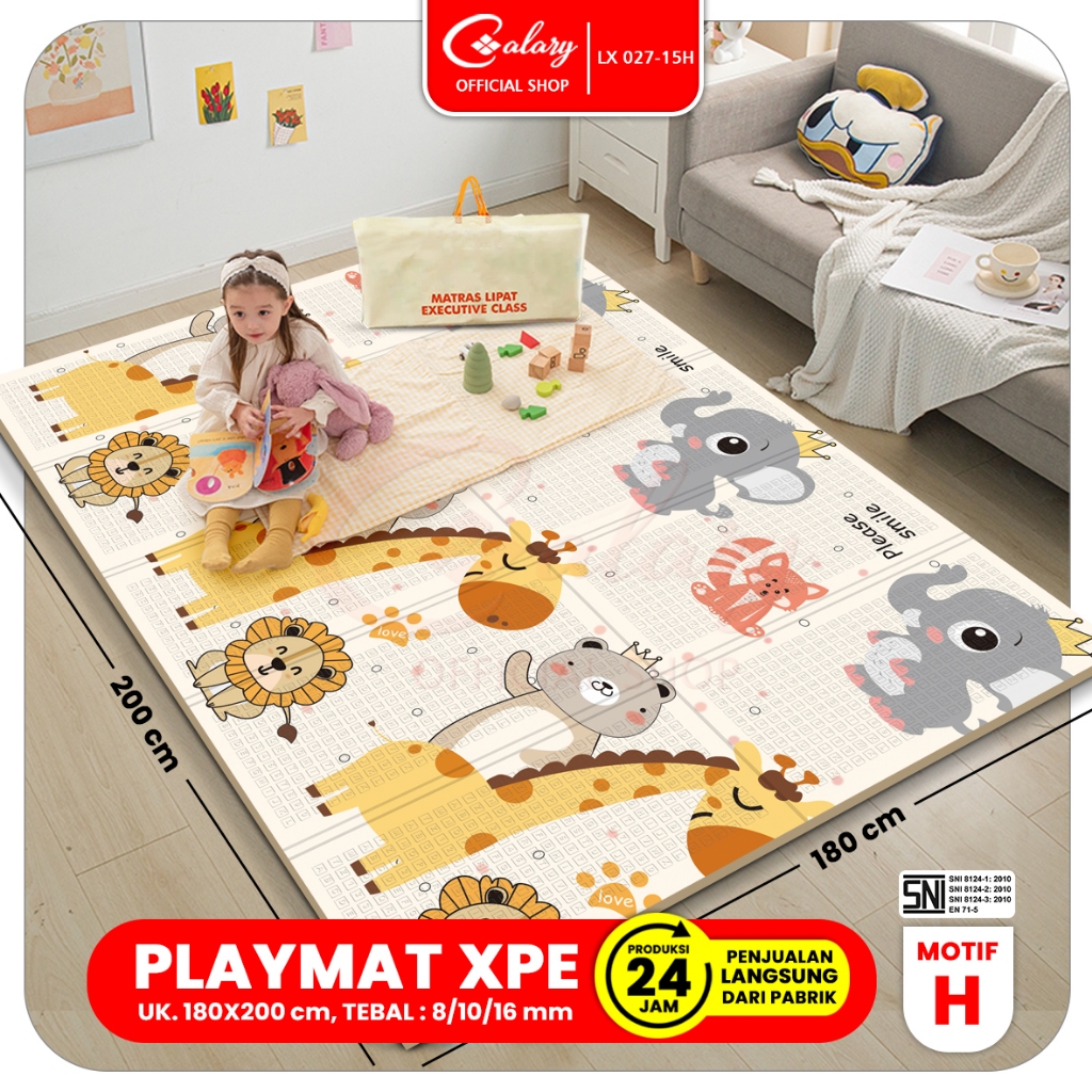 Jual CALARY Playmat Bayi SNI H Bahan XPE 180x200cm Tebal 8-10mm Playgym ...