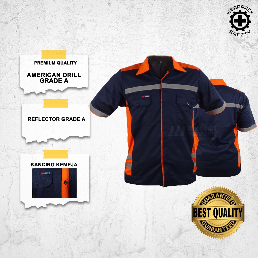 Jual Wearpack Kerja / Baju Wearpack Safety Lengan Pendek Warna Orange ...
