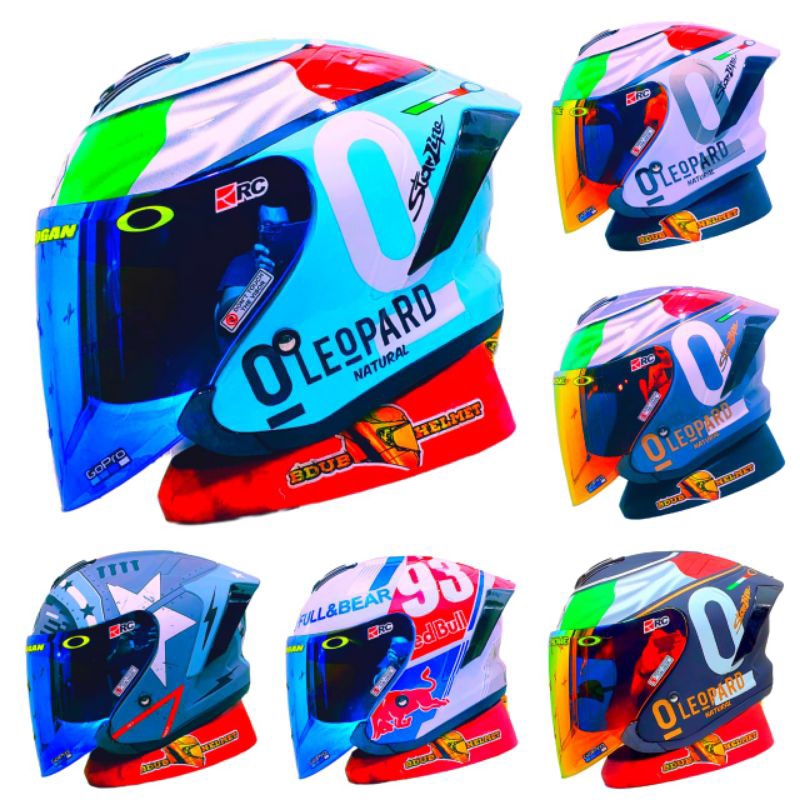 Jual Helm JS Armor motif leopard easy Gren paket ganteng spoiler 3D ...