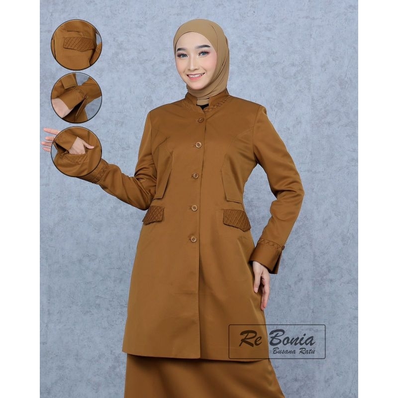 Jual Seragam Tunik PDH Re Bonia Tunik Kheki Tua Wanita Seragam PNS,ASN,PDH,GURU,Baju Dinas ...
