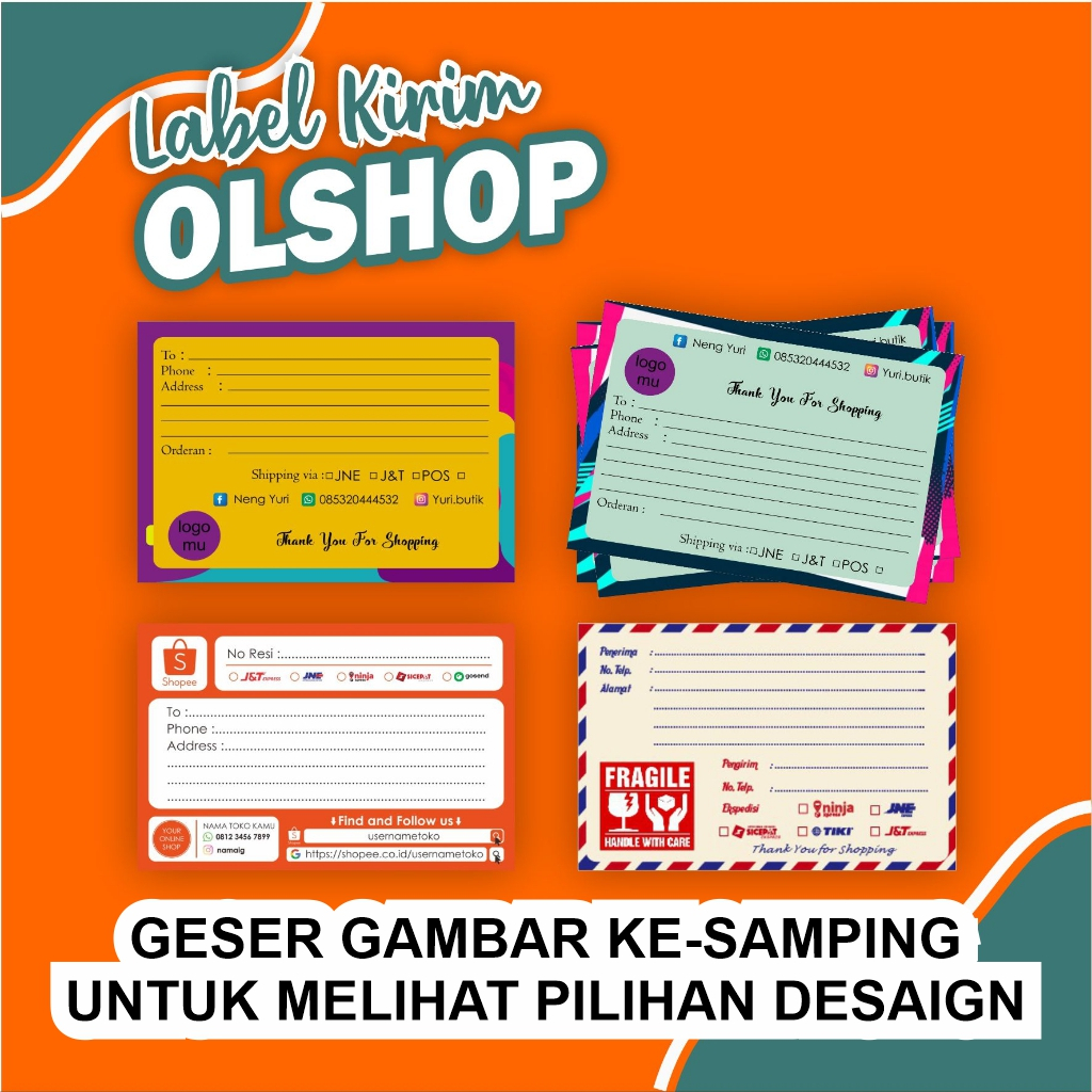 Jual STIKER LABEL PENGIRIMAN OLSHOP CUSTOM MURAH FREE TEMPLATE DESIGN ...