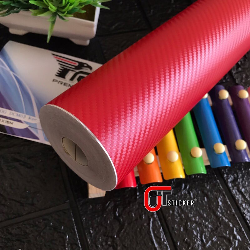 Jual skotlet karbon merah 3D sticker scotlite profix premium color ...