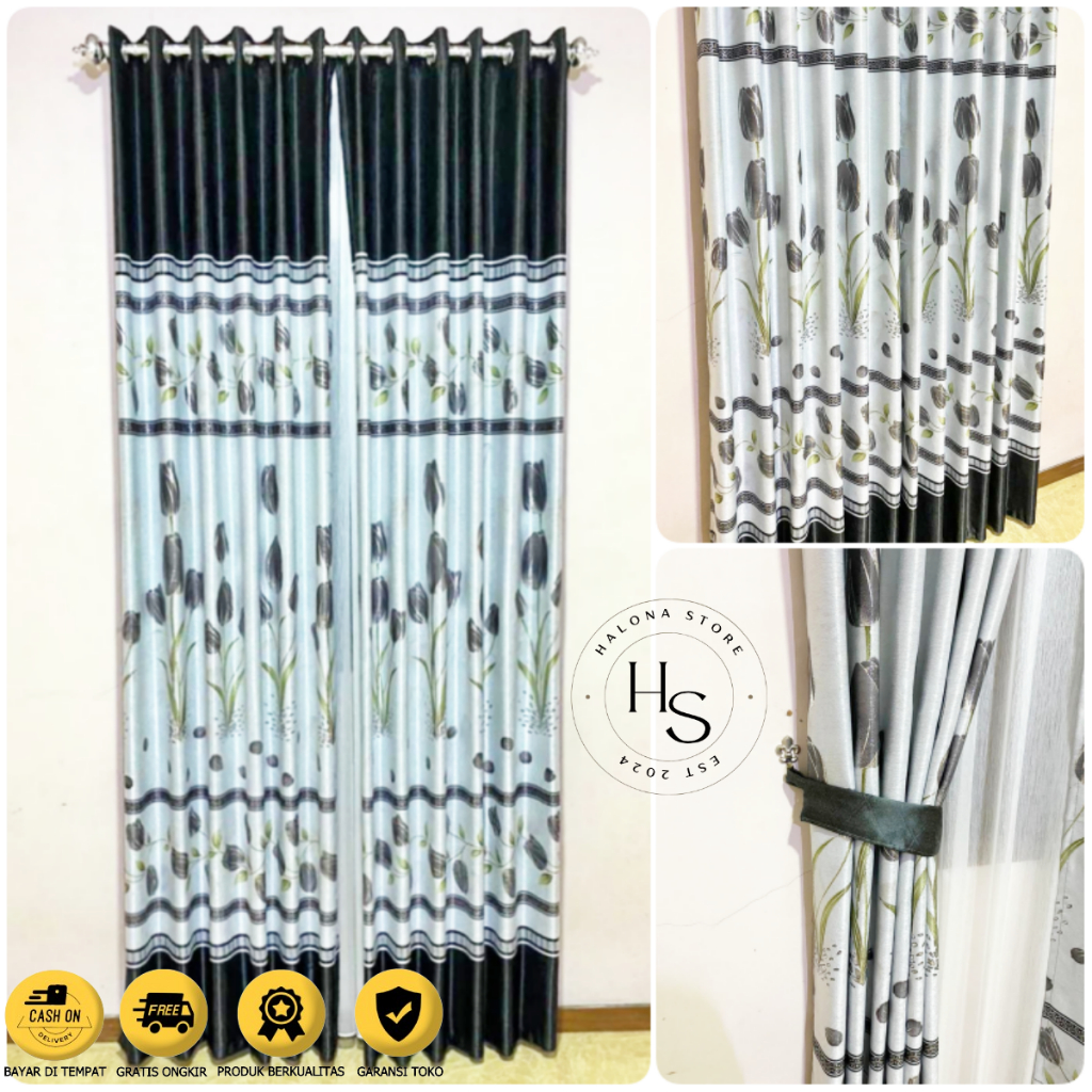 Jual GORDEN TIRAI JENDELA MOTIF TULIP EMBOS ESCON BLACKOUT BERKUALITAS ...
