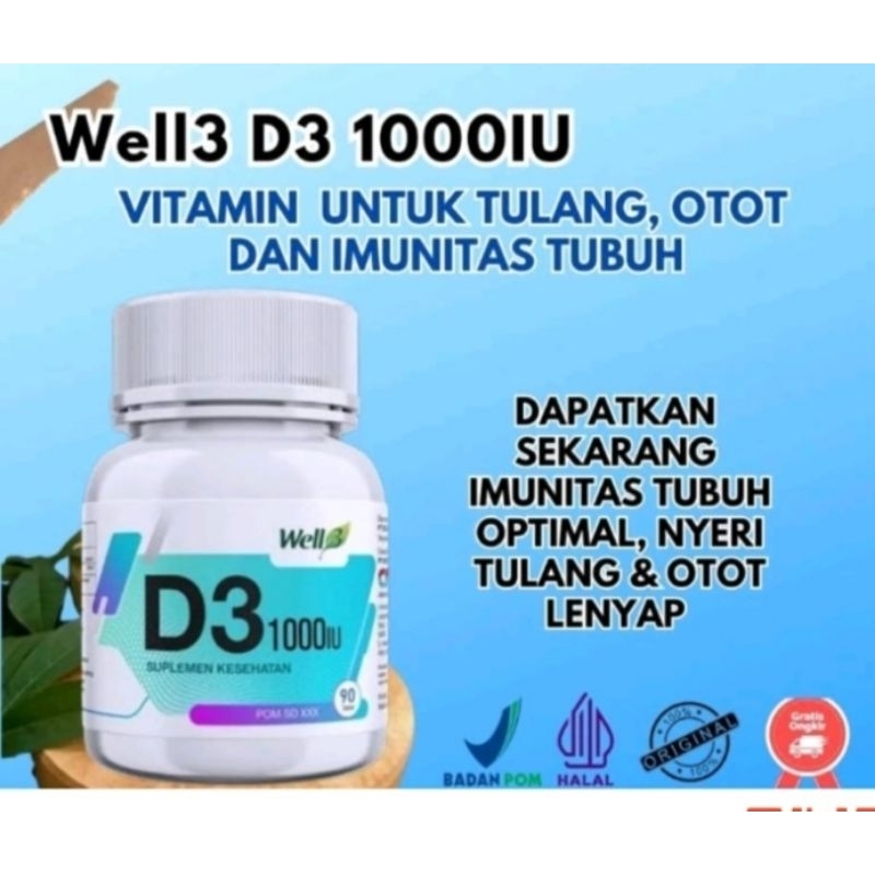 Jual well D3 1000iu imunitas tangguh otot dan tulang kuat, isi 90 tablet | Shopee Indonesia