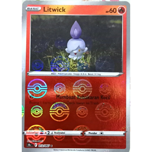 Jual POKEMON TCG INDONESIA LITWICK REVERSE HOLOGRAM S9A 012/067 ...