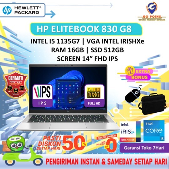 Jual HP ELITEBOOK 830 G8 INTEL I5 1135G7 RAM 16GB SSD 512GB Full HD IPS ...