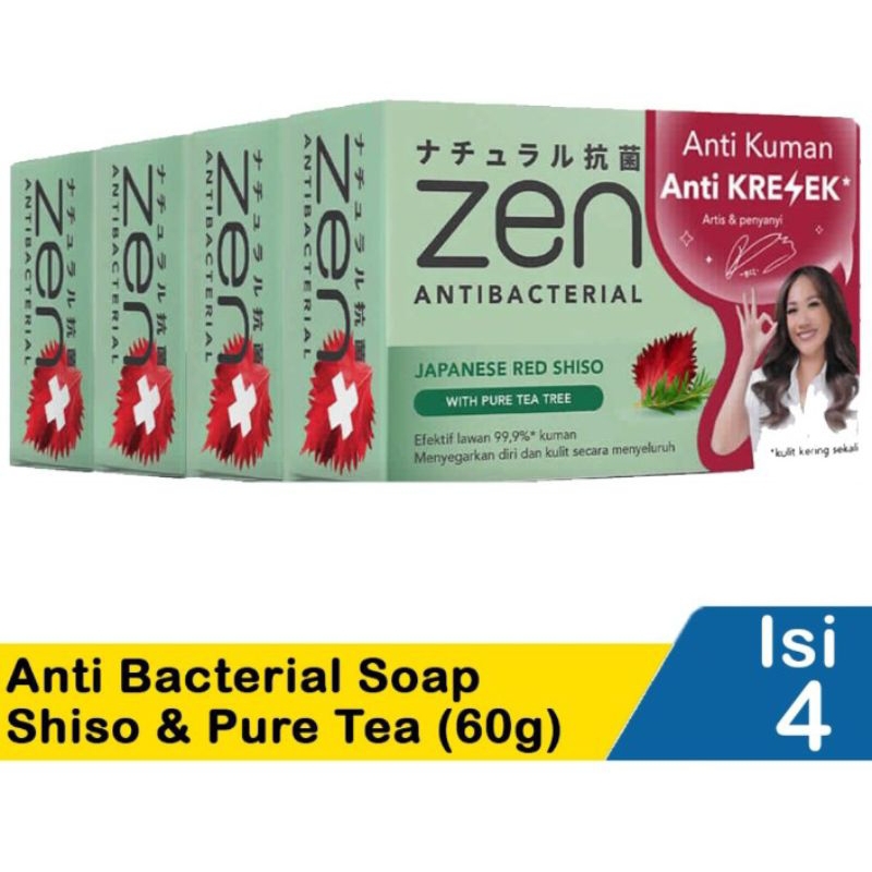 Jual zen sabun mandi batang shiso pure tea 4x60g | Shopee Indonesia