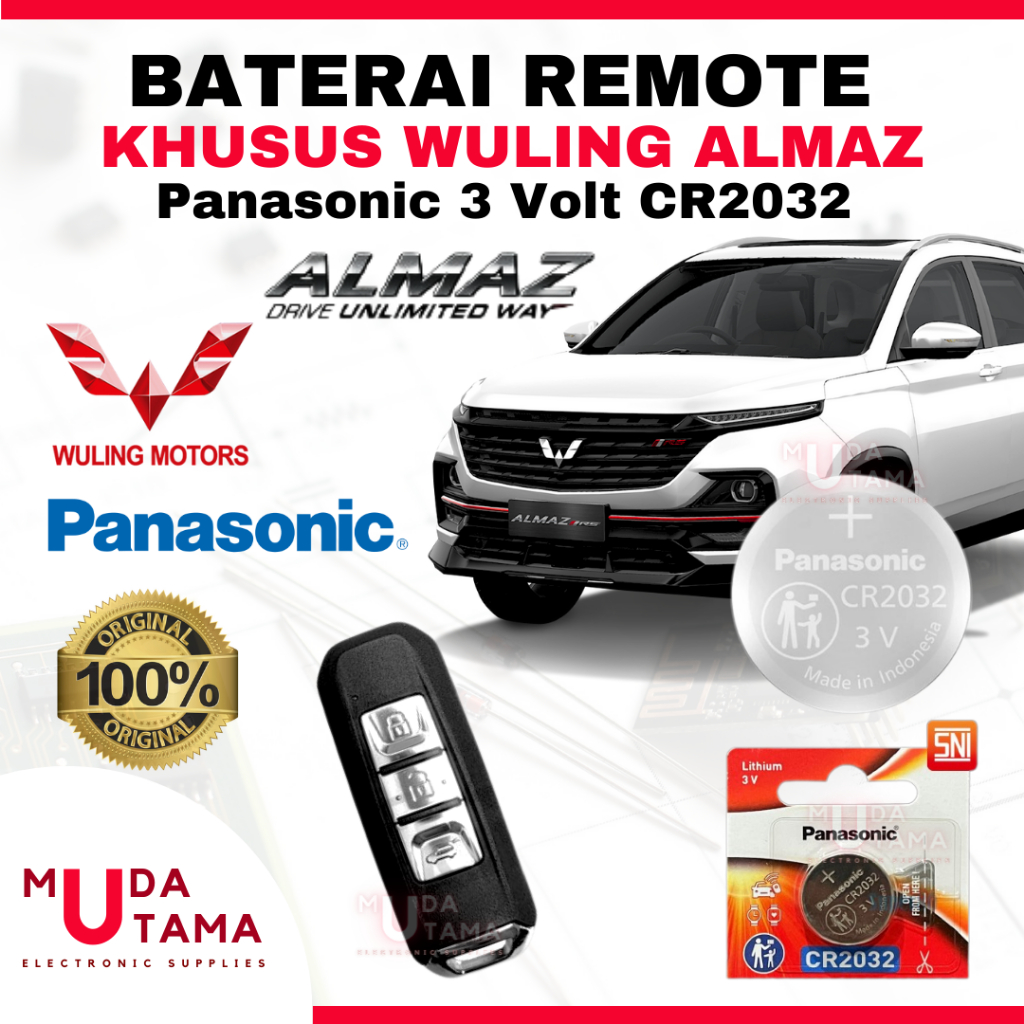 Jual Baterai Remote Mobil WULING ALMAZ - ORIGINAL PANASONIC CR2032 3 ...