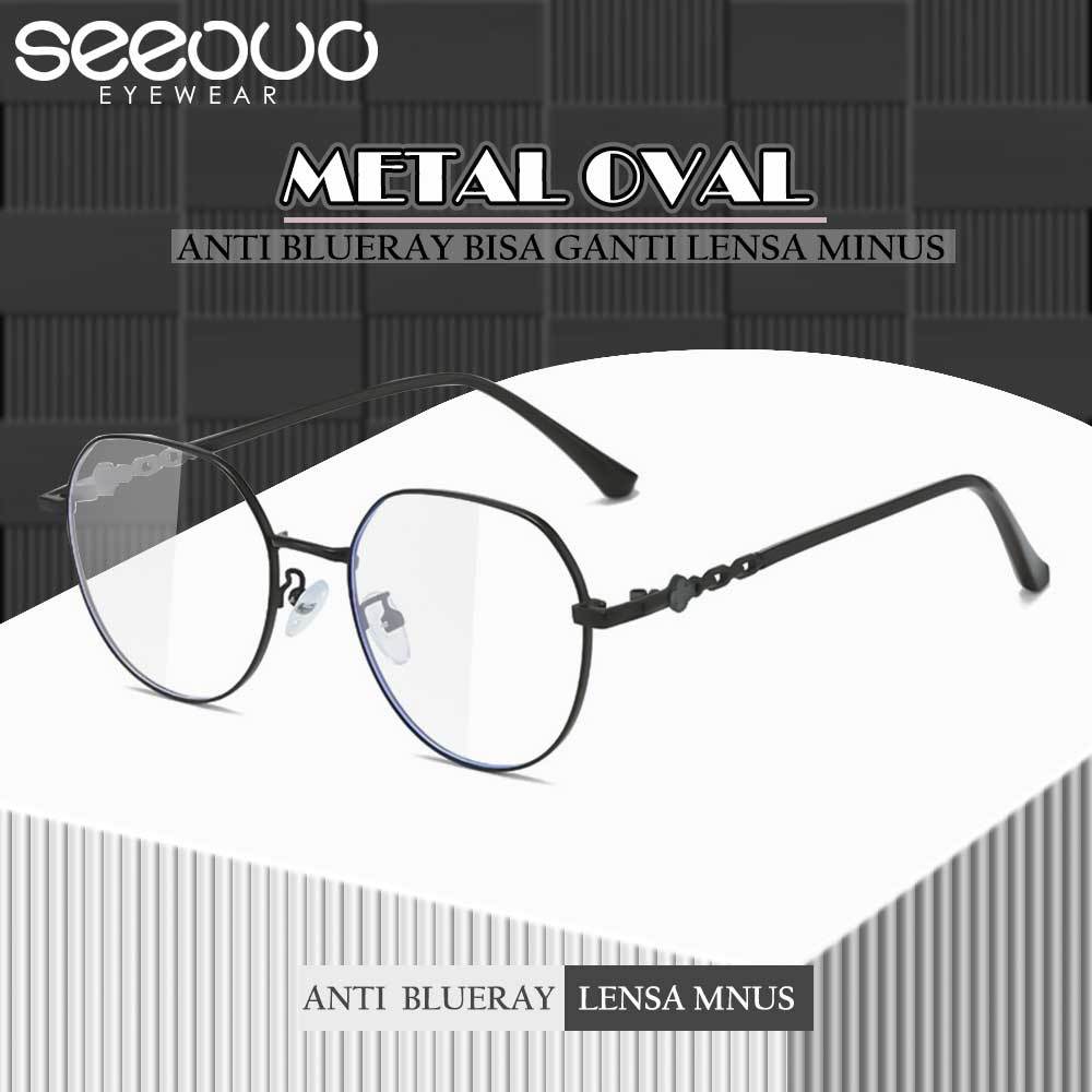 Jual Seeouo Kacamata Antiradiasi Blueray Model Oval Style Frame Metal Casual Fit Unisex Bisa ...