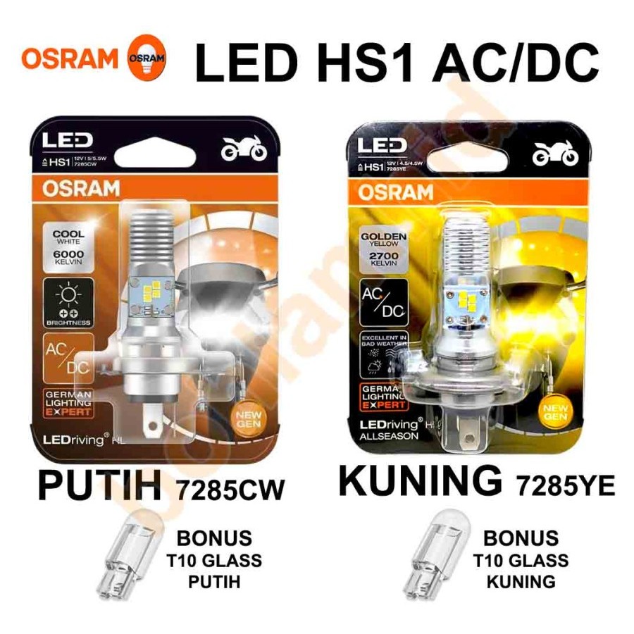 Jual Lampu LED Motor OSRAM HS1 Golden Yellow Kuning 2700K H4 Hi Lo Kaki 3 Arus AC DC Tembus ...