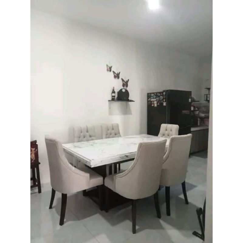 Jual Link khusus 6 kursi model rosewood meja 200cm top table hpl marmer ...