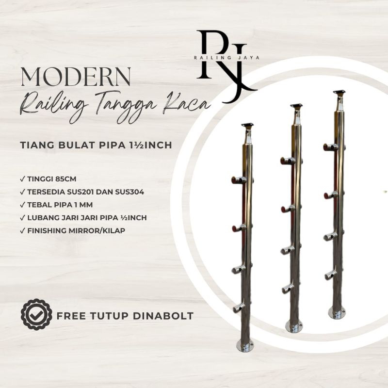 Jual TIANG RAILING TANGGA PIPA BULAT STAINLESS SUS304 | Shopee Indonesia