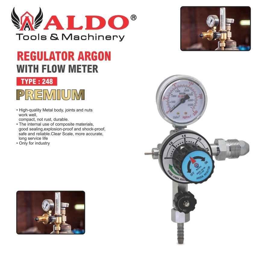 Jual REGULATOR ARGON PREMIUM TYPE : 248 / REGULATOR GAS MERK ALDO ...