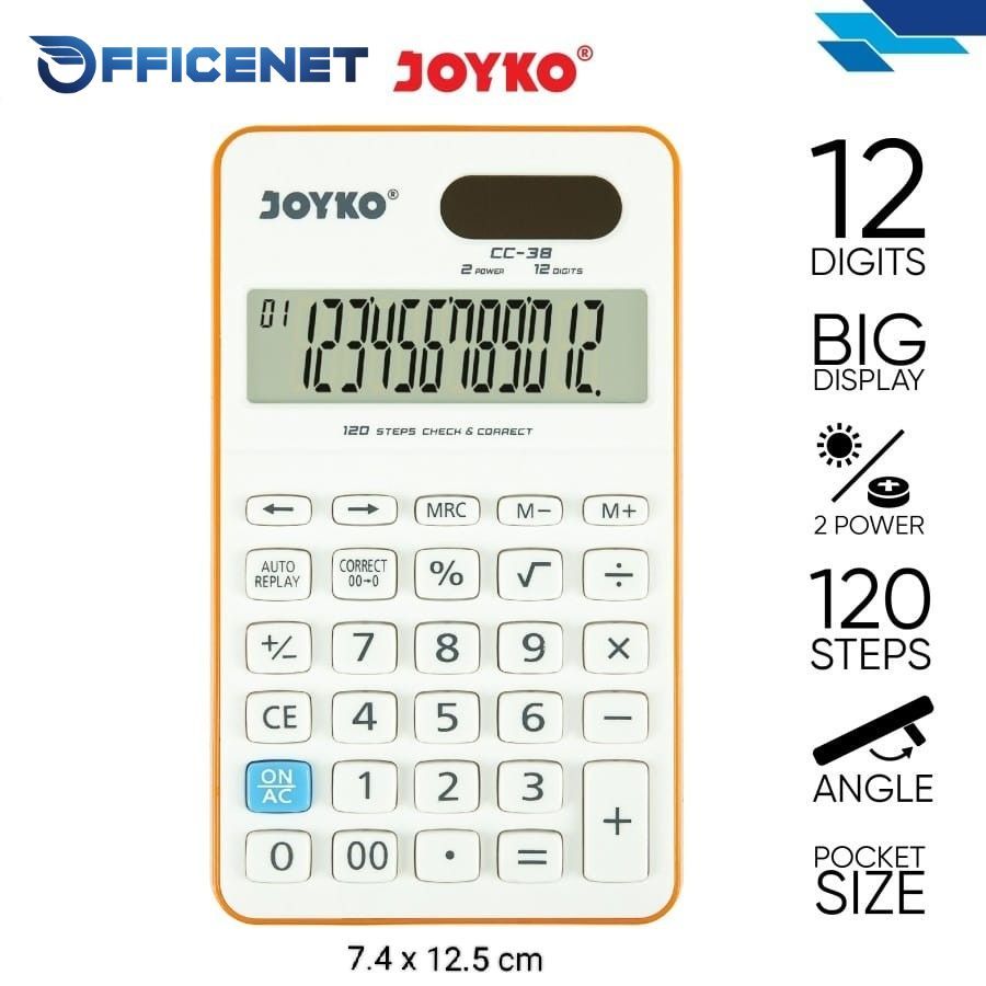 Jual JOYKO KALKULATOR MINI SAKU KECIL CALCULATOR CC-38 12 DIGITS CHECK ...