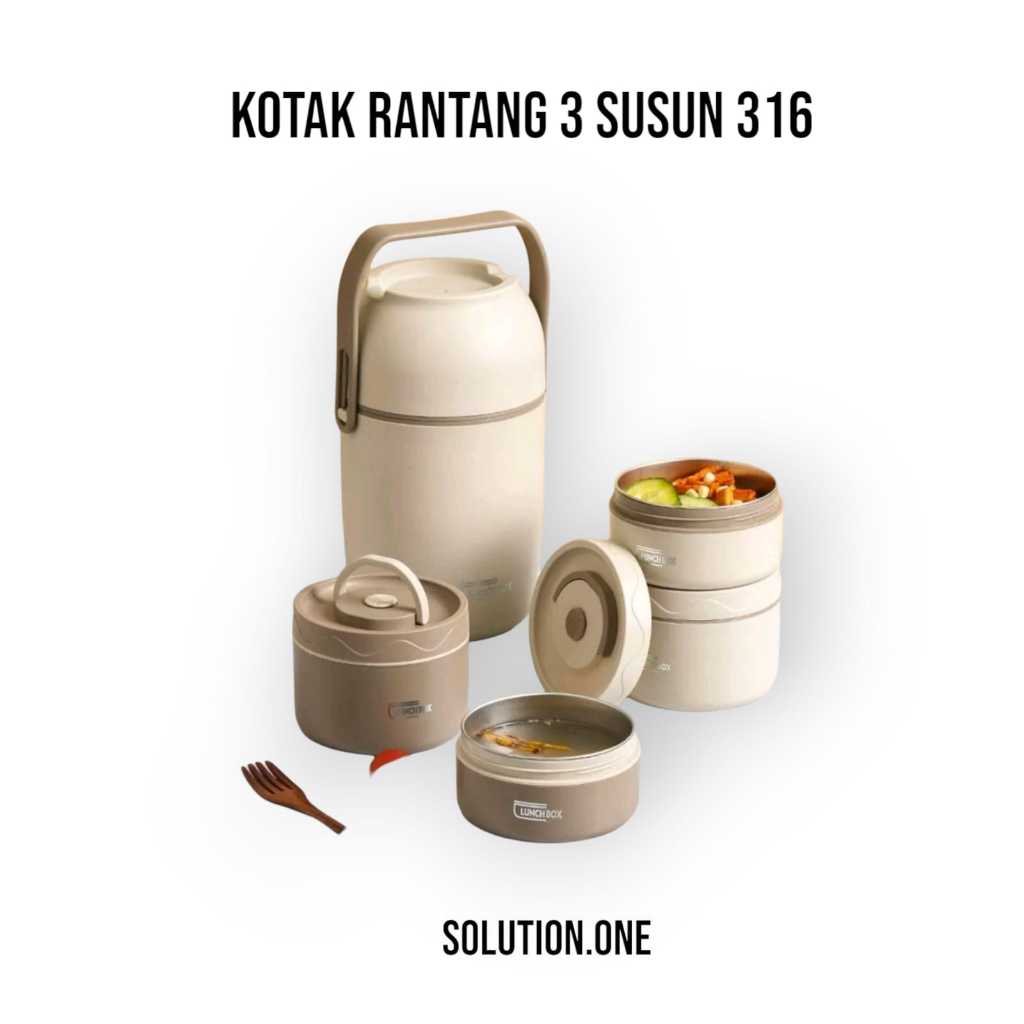 Jual S1 Kotak Rantang 3 Susun 316L // Lunchbox 316L Premium // Bento ...