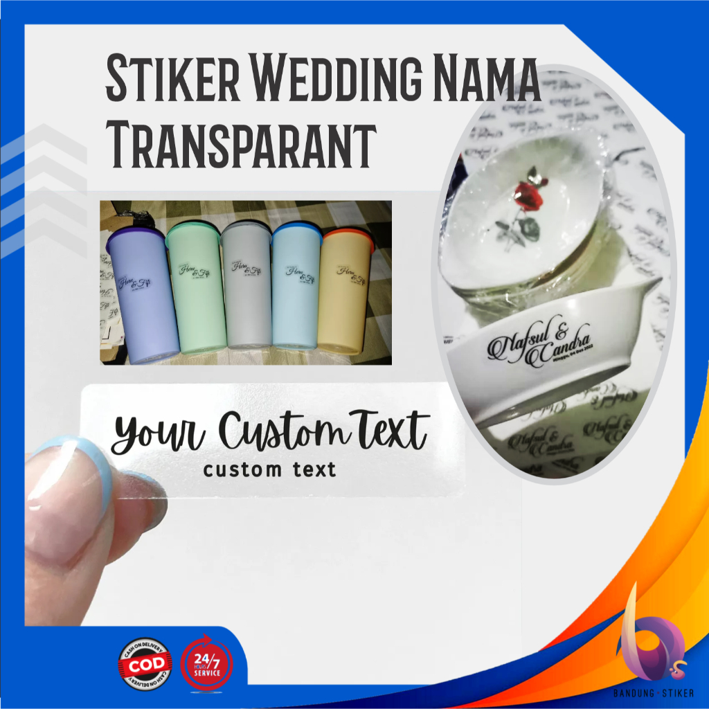 Jual Bandung Stiker - Sticker Wedding Nama Transparan Custom A3 ...