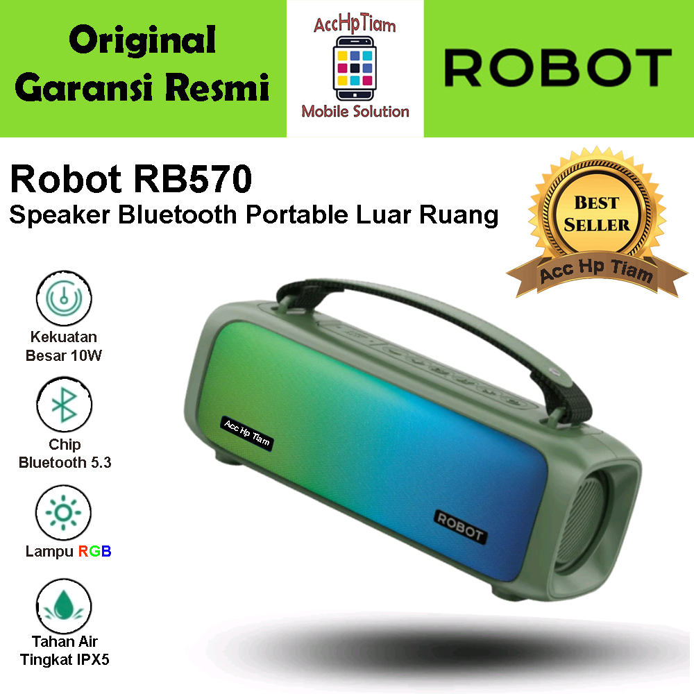 Jual Speaker Bluetooth Robot RB570 V5.3 Bass Boost RGB Lights IPX5 ...