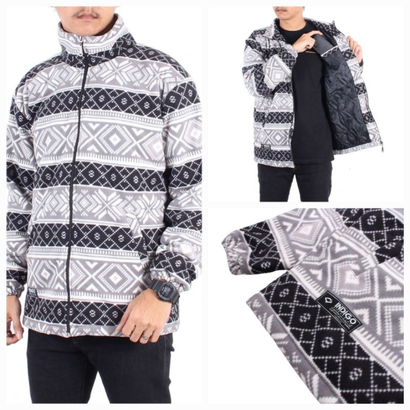 Jual JAKET KETLAR PRIA POLAR HITAM PUTIH bulu - Jacket Plaid Bomber ...