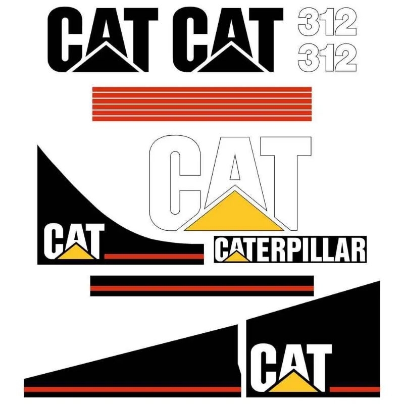 Jual Set Sticker Beckhoe Loader Excavator CAT 312 Decal sticker kit ...