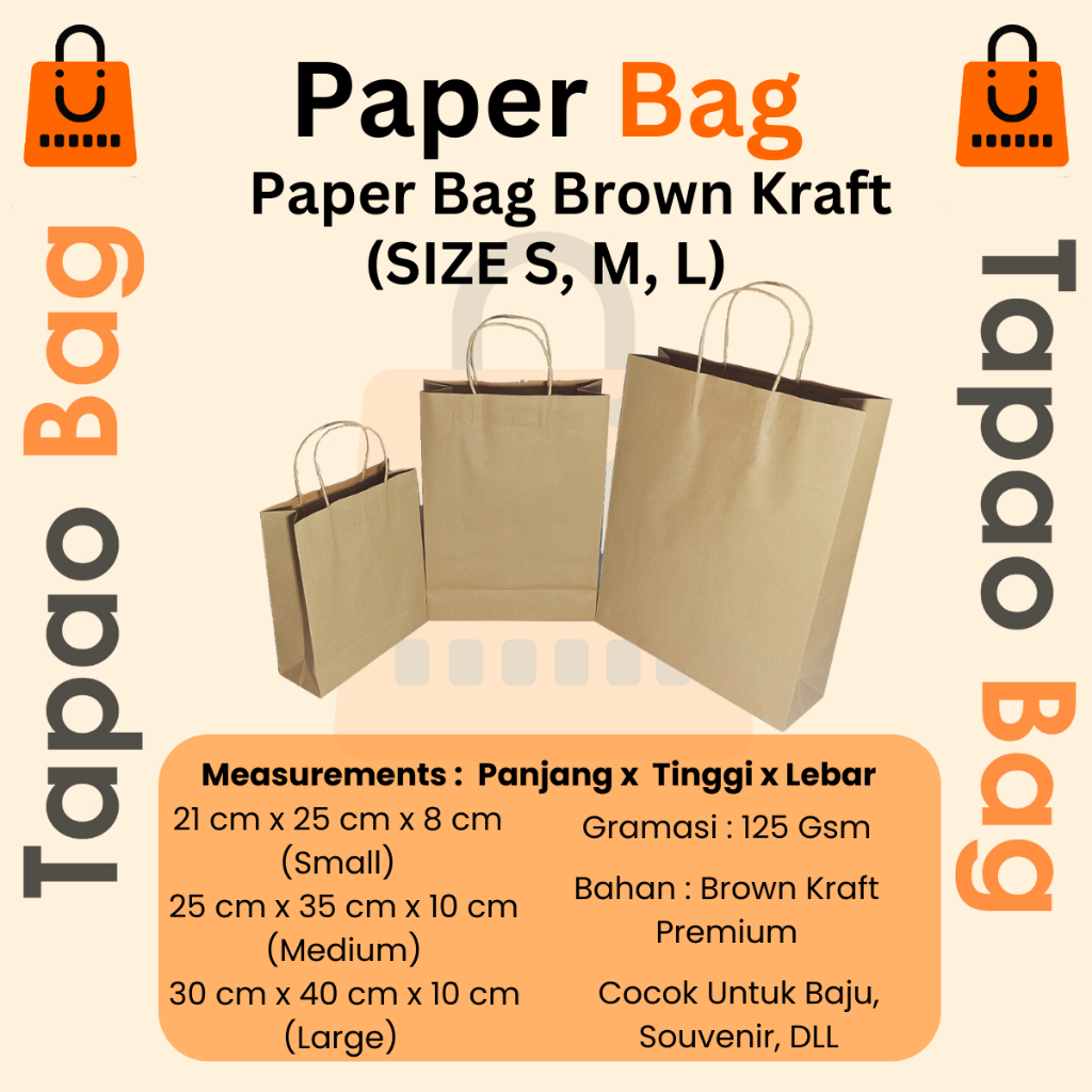 Jual Paper Bag Tas Belanja Coklat Craft 125 Gsm - Lusin | Shopee Indonesia