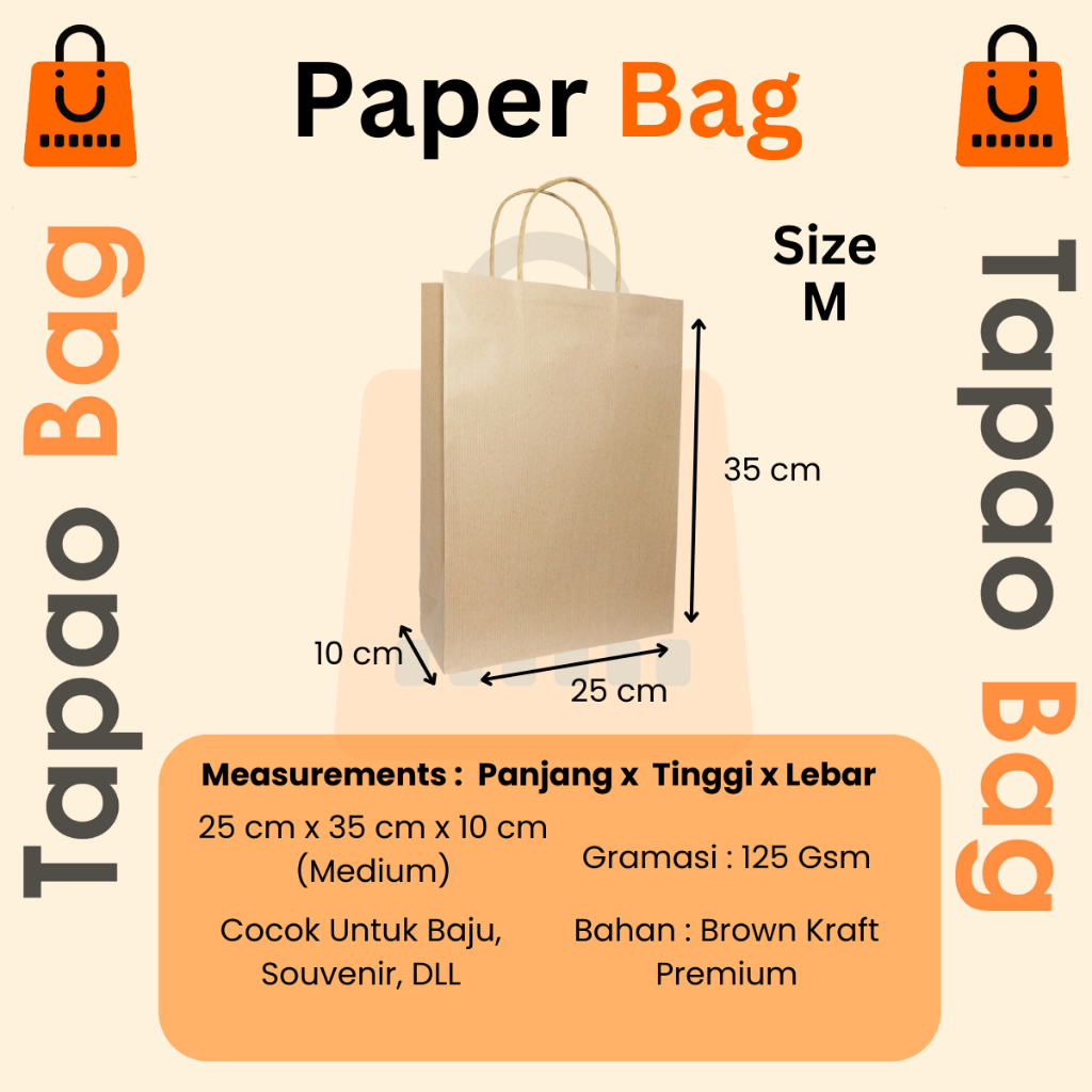 Jual Paper Bag Tas Belanja Coklat Craft 125 Gsm - Lusin | Shopee Indonesia