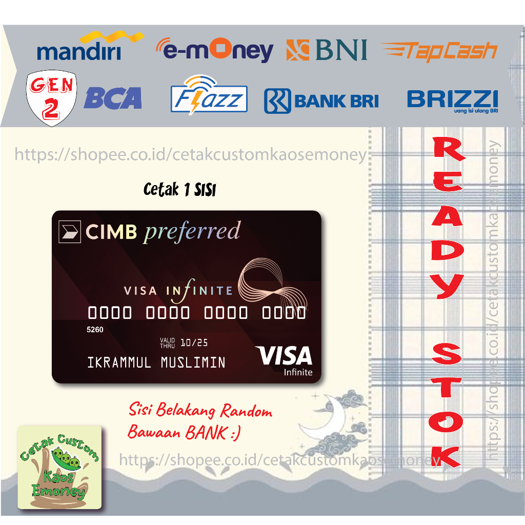 Jual KARTU E MONEY E TOLL KARTU CIMB VISA INFINITE RED GOLD CARD EMONEY ...