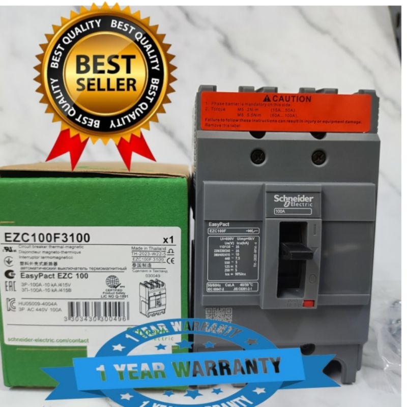 Jual MCCB EZC100F 3P 20A 25A 30A 40A 50A 60A 75A 80A 100A 10KA | Shopee Indonesia