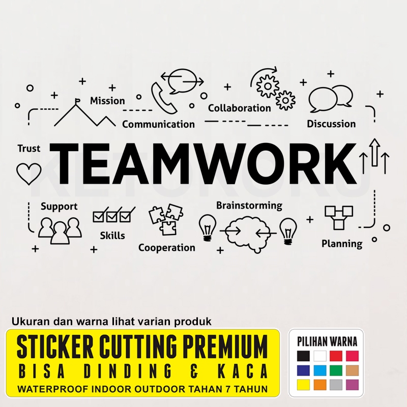 Jual Stiker Dinding Dekorasi Kantor Team Work Motivasi Kerja Cutting ...