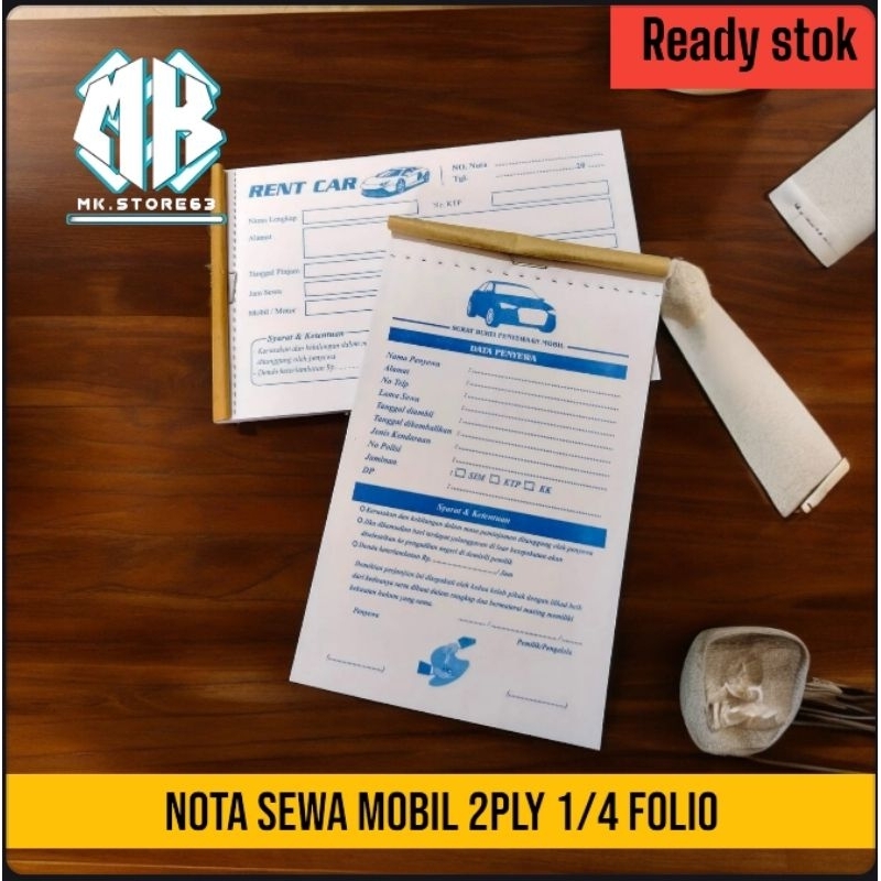 Jual NOTA SEWA MOBIL 2 PLY 1/4 FOLIO | RENTAL MOBIL KOSONGAN 1/4 FOLIO ...