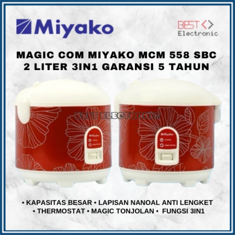Jual Rice Cooker Miyako MCM 558 SBC Nanoal 2 Liter Magic Com MCM558 SBC ...