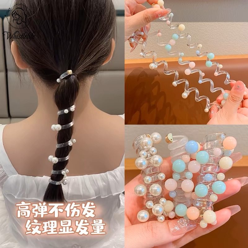 Jual COD Ikat Rambut Spiral Elastis Dengan Aksen Manik Mutiara Kepala ...