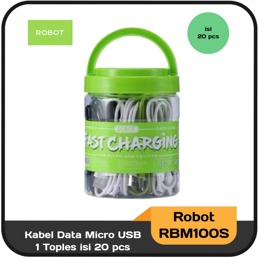 Jual Kabel data Micro USB robot RBM100 2A 1 Toples isi 20 pc | Shopee Indonesia