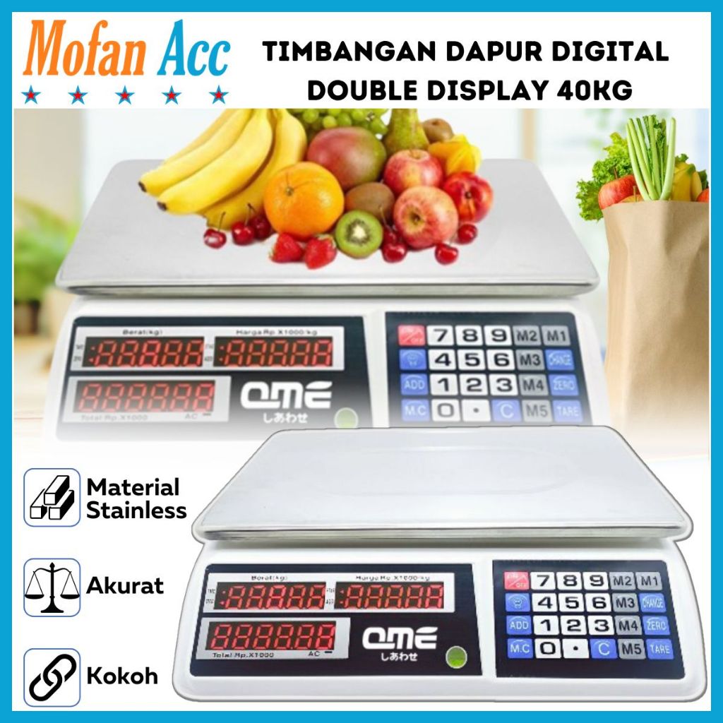Jual Timbangan Buah QME Digital 40kg / Computing Scale Double Display ...