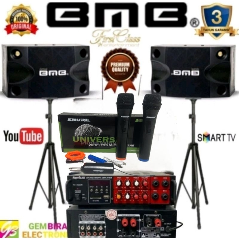 Jual Paket sound System BMB 8 inch karaoke set Amplifier Bluetooth Original | Shopee Indonesia