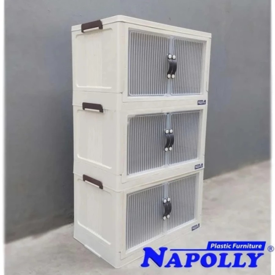 Jual Lemari plastik NAPOLLY rak 3 susun lipat serbaguna bisa ditumpuk , rak apartemen , Polibox ...