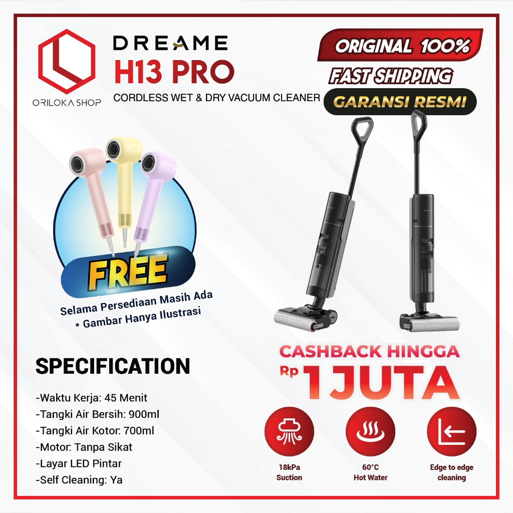 Jual Dreame H13 PRO Wet and Dry Cordless Vacuum Cleaner - Pel Vakum ...