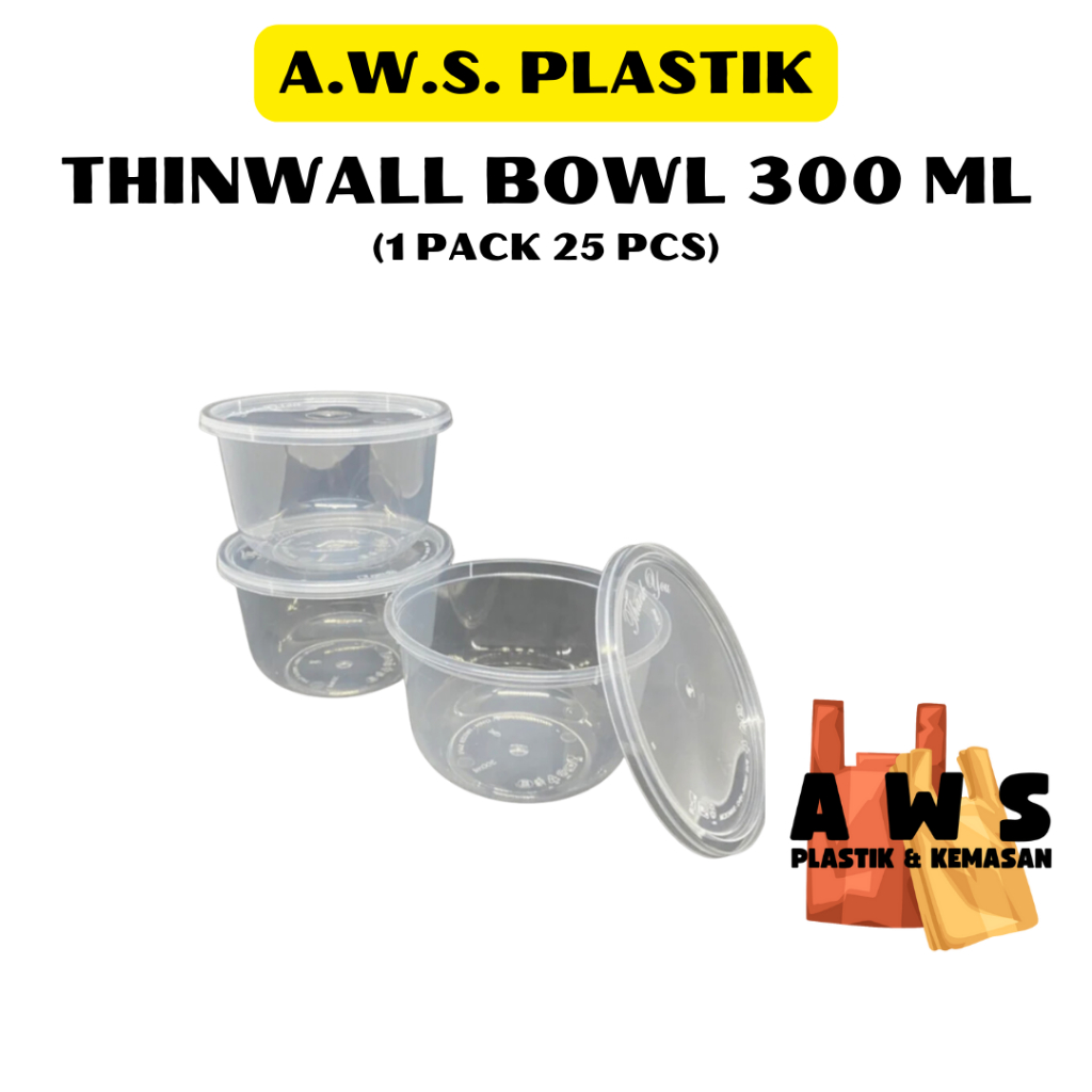 Jual THINWALL BOWL / BULAT BENING 300ML [AWS PLASTIK] | Shopee Indonesia
