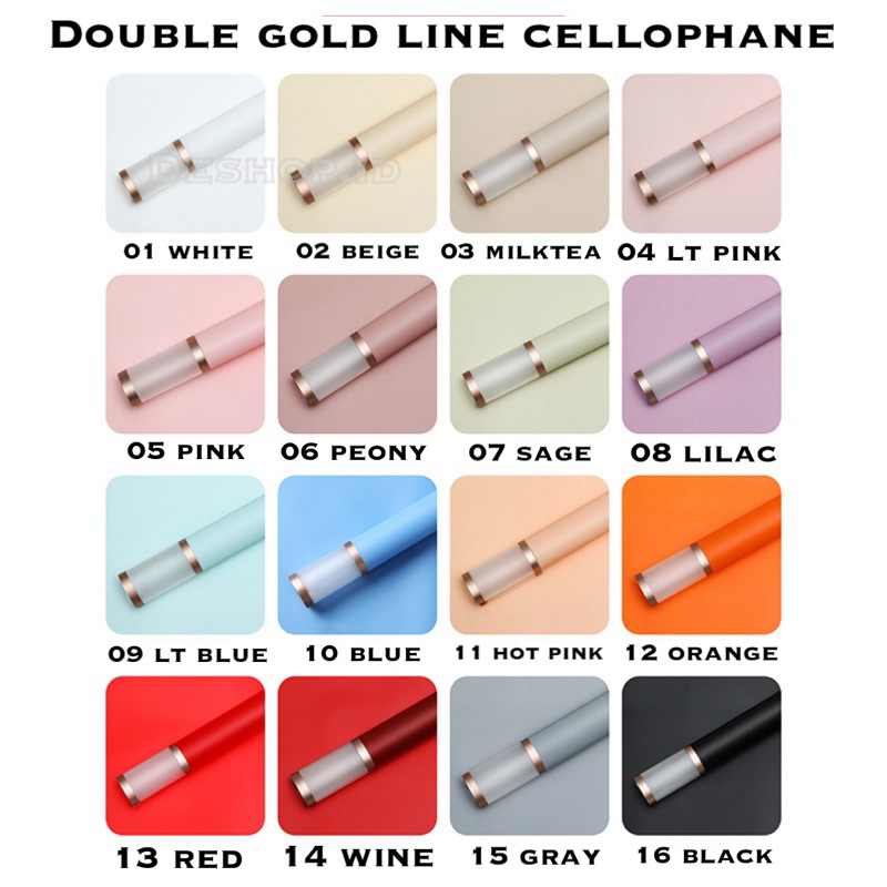 Jual DOUBLE GOLD LINE CELLOPHANE | KERTAS BUNGA BUKET 2 LAYER EMAS GOLD ...